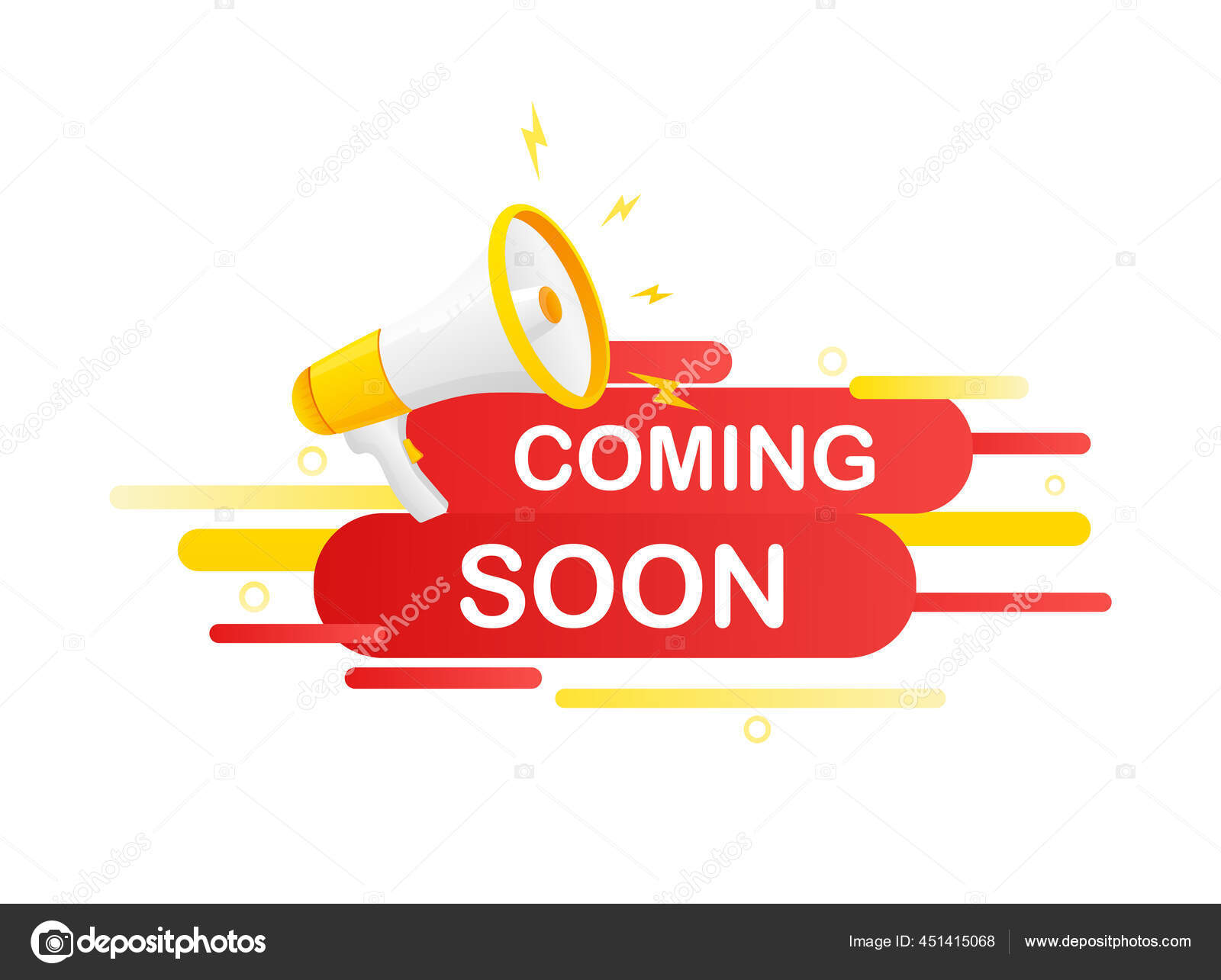 Coming soon megaphone on white background for flyer design. Vector ...
