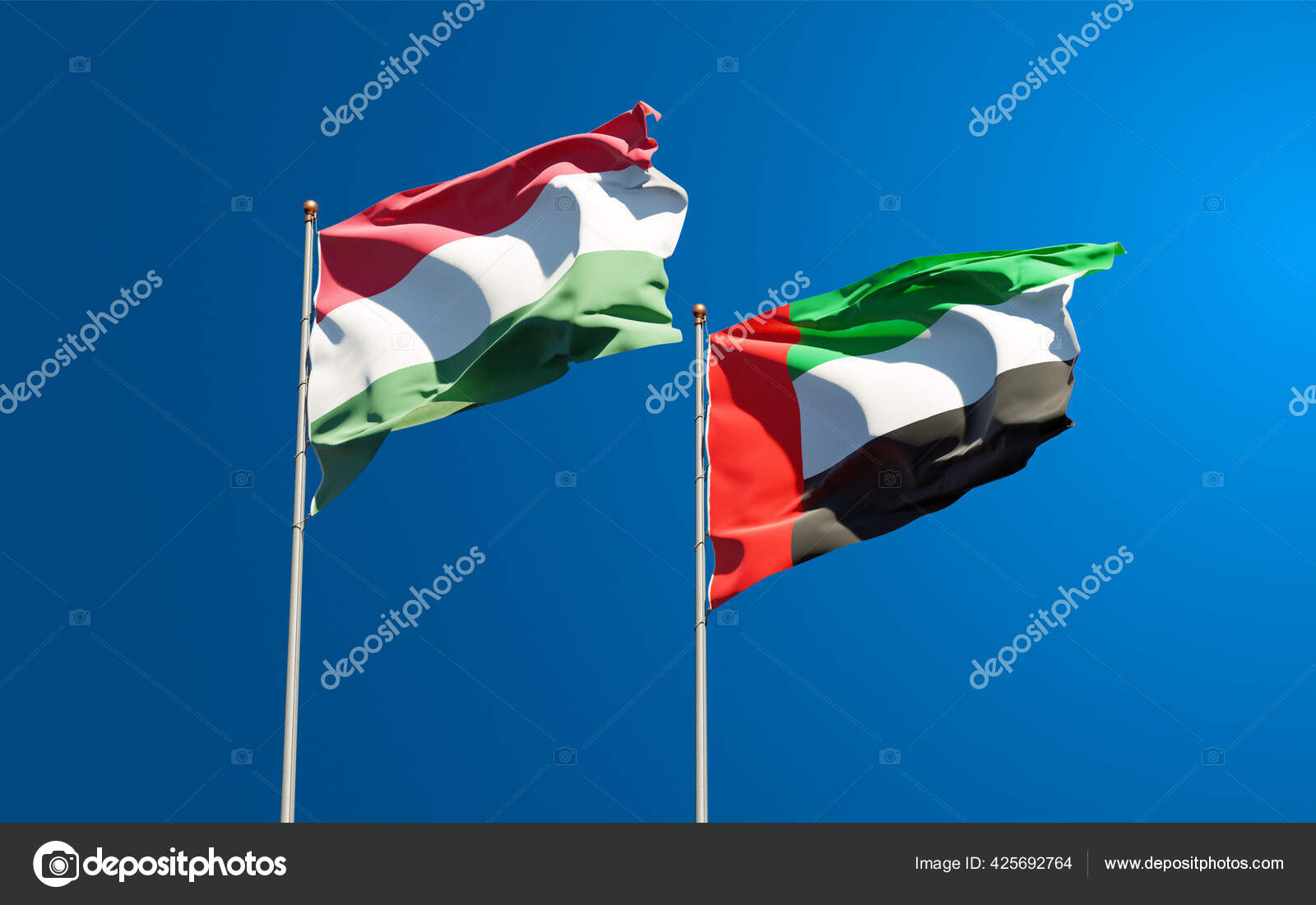 Beautiful National State Flags Hungary Uae United Arab Emirates