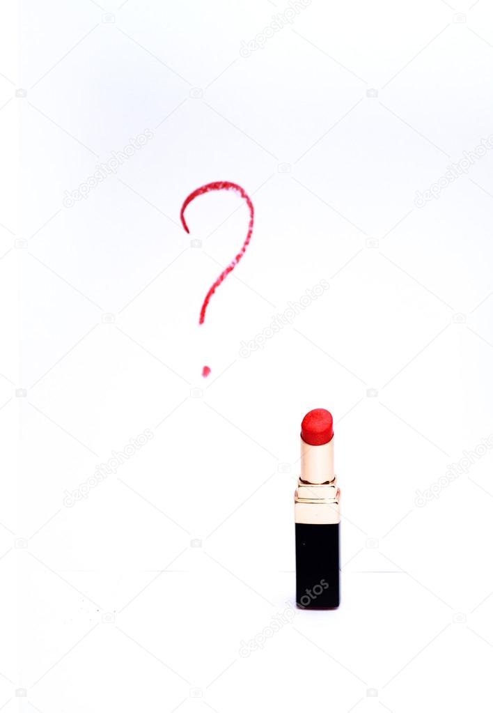 Question mark drawn by red lipstick — Stock Photo © nedashkivskaphoto ...