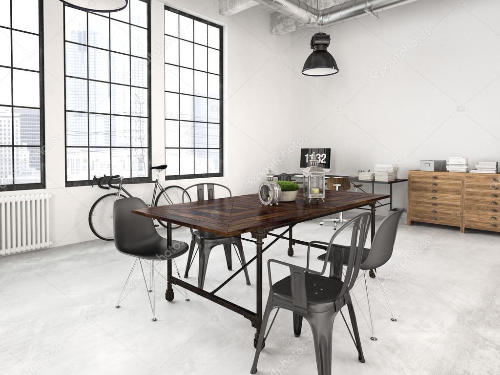 Modern industrial loft. 3d rendering Stock Photo by ©2mmedia 88090046