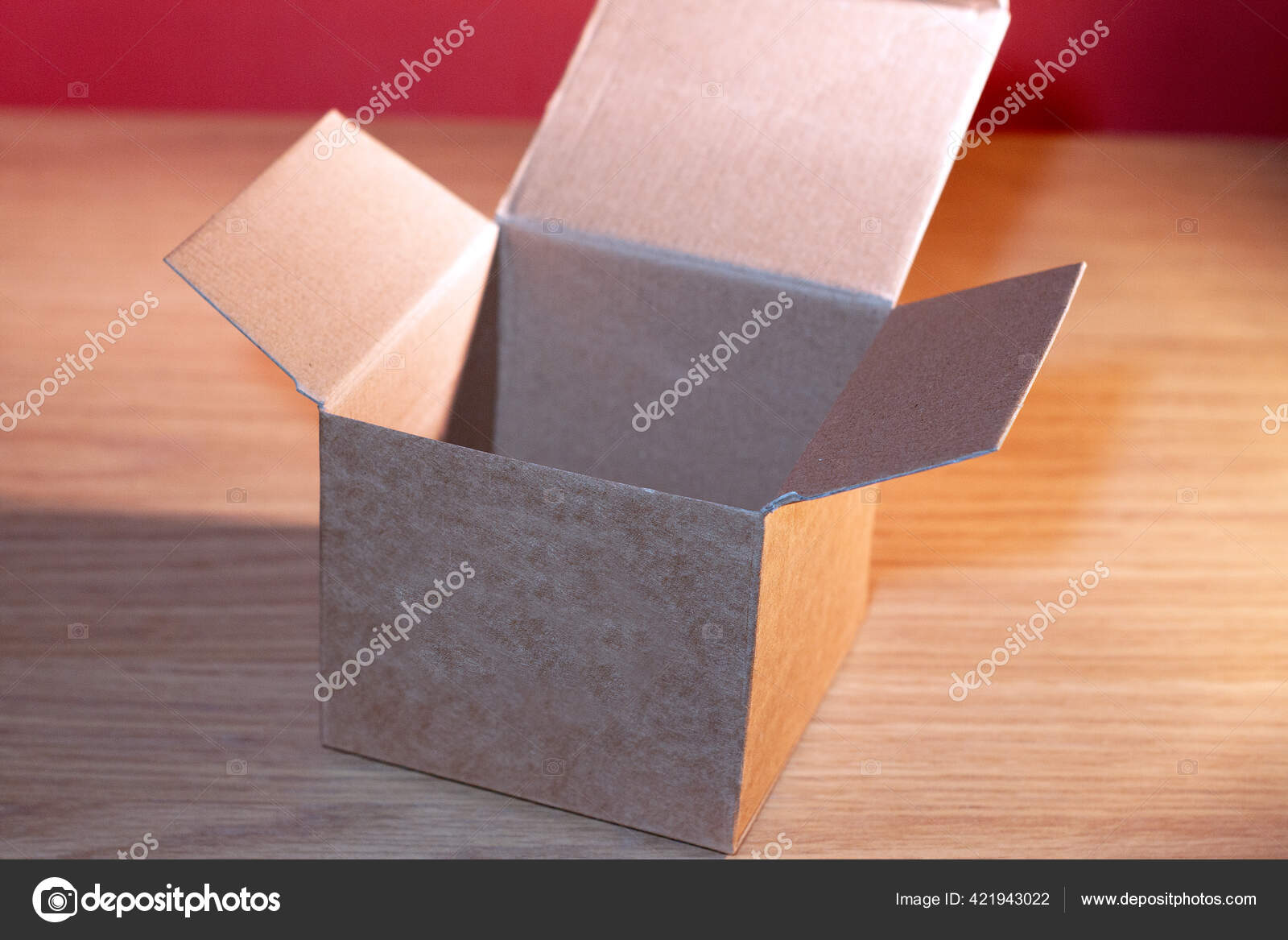 Small Brown Square Box Open Comping Concepts Mock Ups — Stock Photo ...