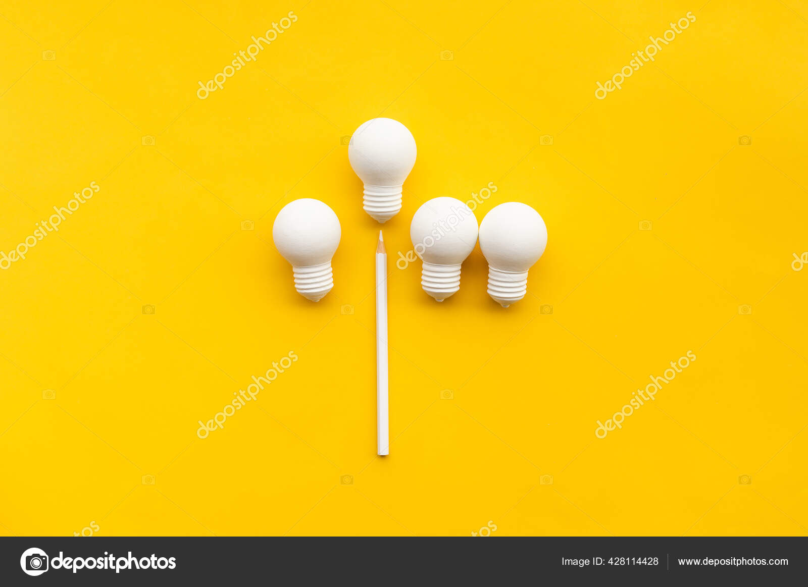 Business Creativity Inspiration Concepts Lightbulb Pencil Yellow Background Motivation Success ...