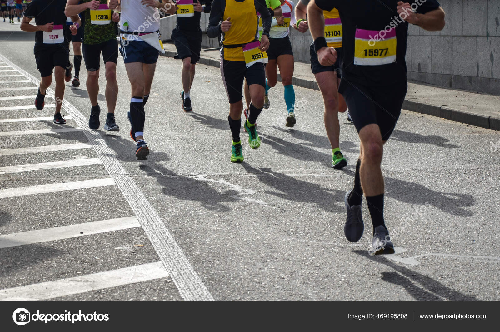 Group Active People Running Marathon Runners City Road Detail Legs ...