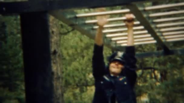 Uniformed military cadet does monkey bars demonstration — Stock Video ...
