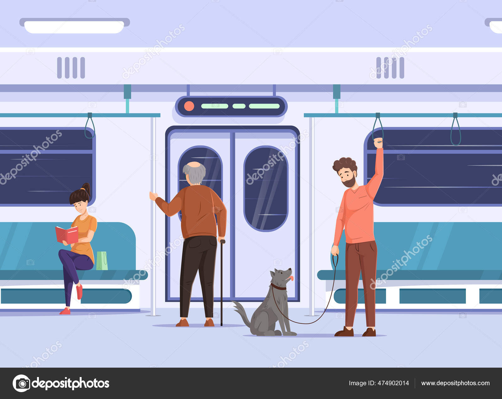 Crowded Subway Cartoon