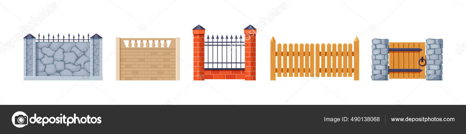 Set Balcony Railing Vintage Modern Home Balconied Facade Door Entrance ...