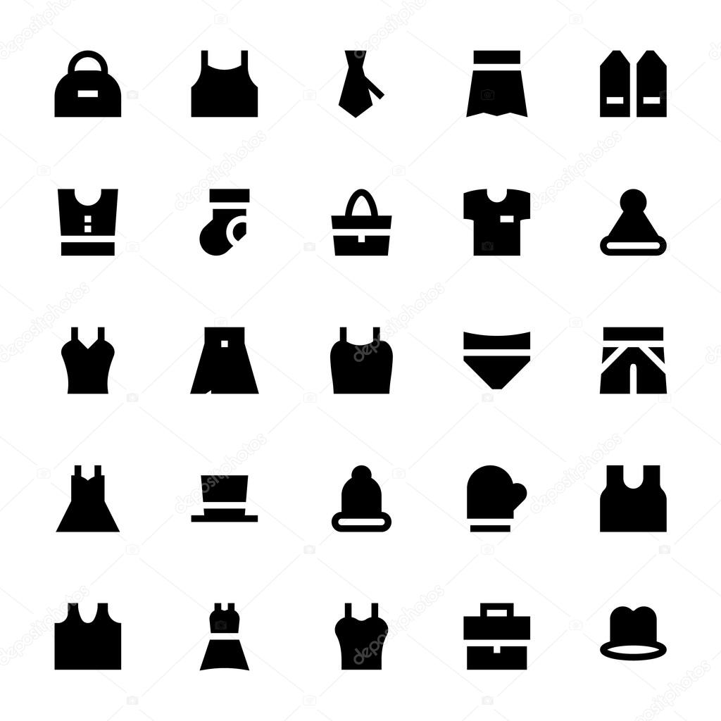 Ropa, ropa y prendas de vestir Vector Iconos 2 — Vector de stock ...