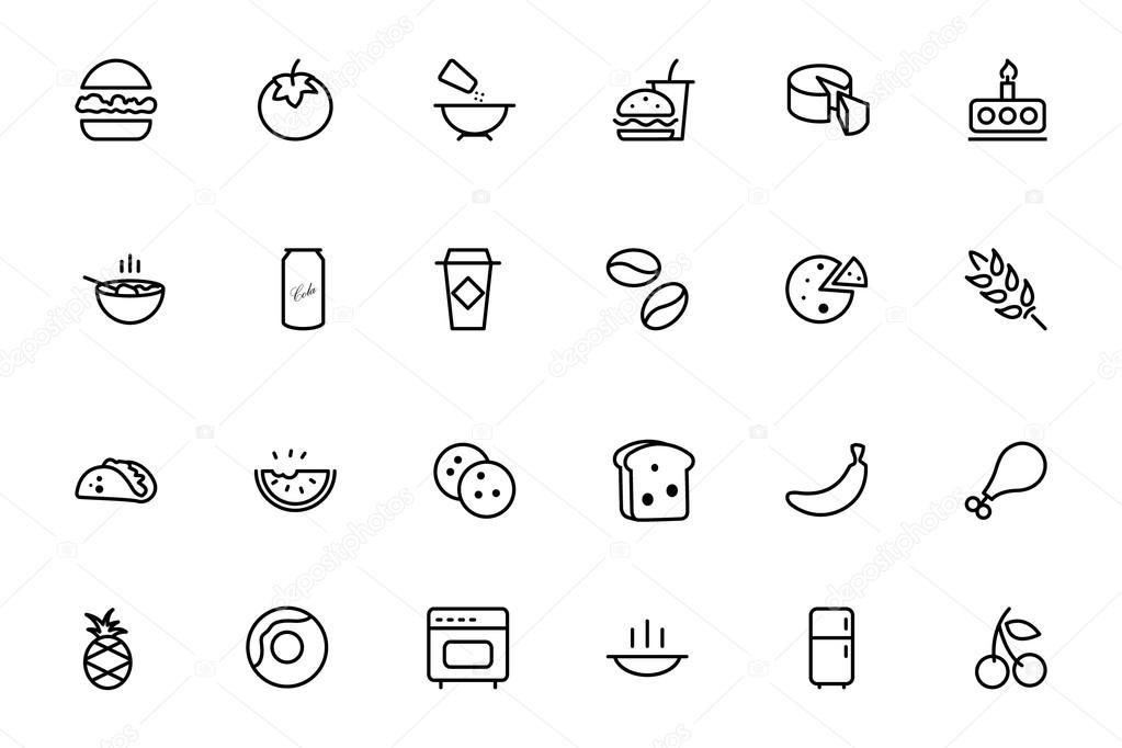 Food Vector Outline Icons 3 — Stock Vector © creativestall #74552145