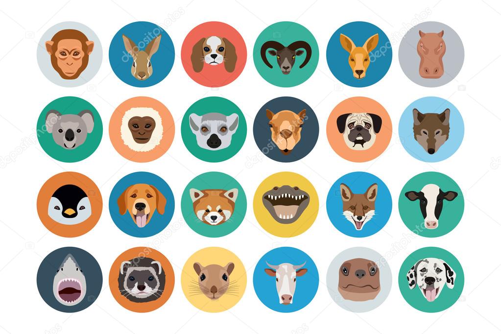Animals Flat Colored Icons 2 — Stock Vector © creativestall #76367309