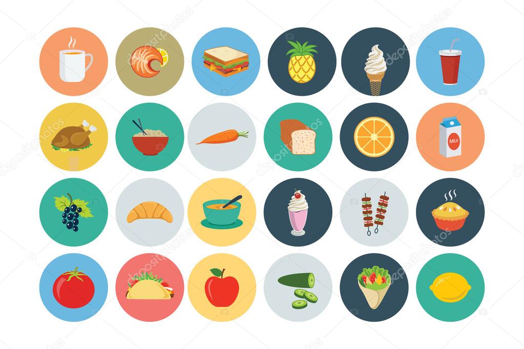 Food Flat Vector Icons 3 — Stock Vector © creativestall #76877475
