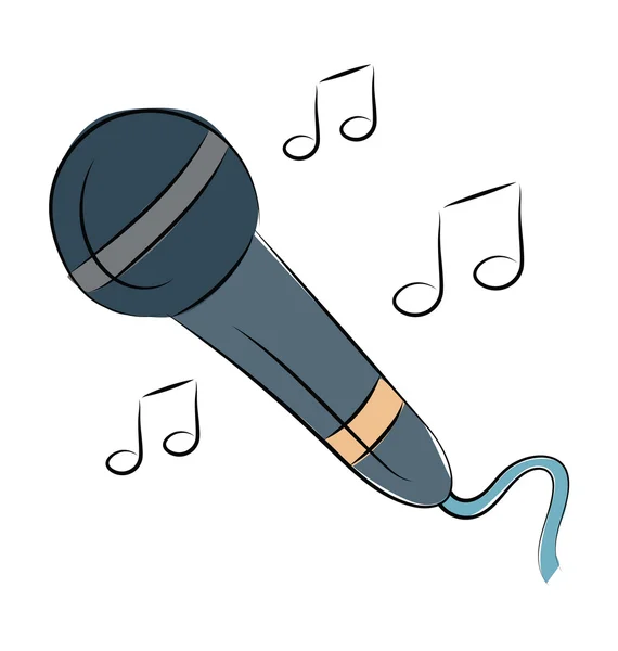 Cartoon Microphone With Music Notes