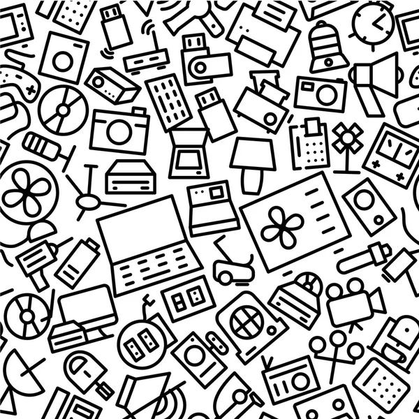 Electronics Seamless Hand Drawn Icon Pattern Stock Vector Image by ...