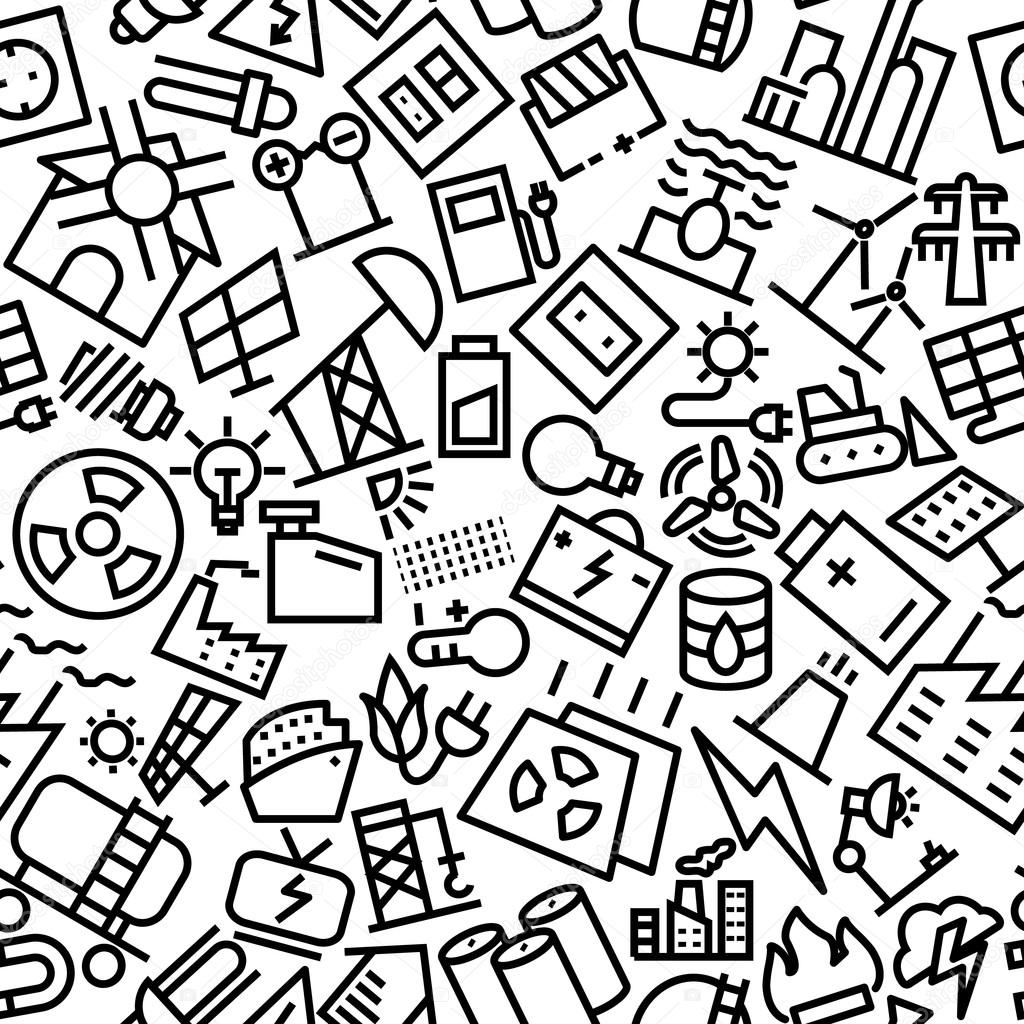 Energy Seamless Hand Drawn Icon Pattern Stock Vector Image by ...