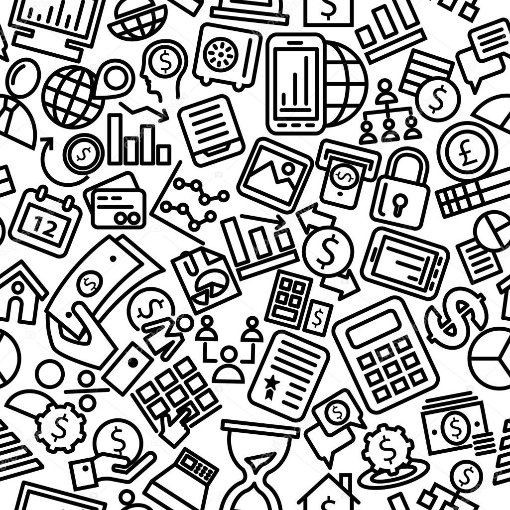 Finance Seamless Outline Iconic Pattern Illustration Stock Vector Image ...