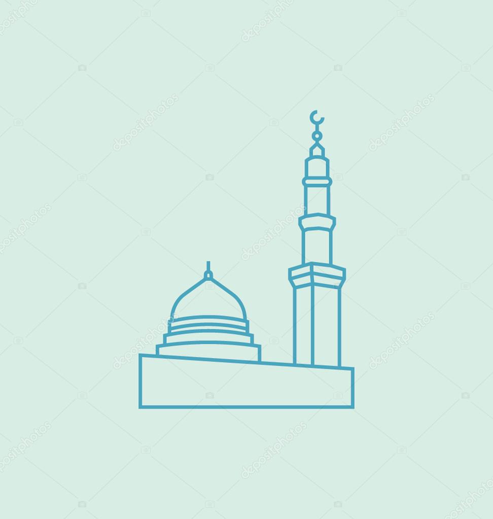 The Prophet's Mosque In Madina Solid Vector Illustration Stock Vector ...
