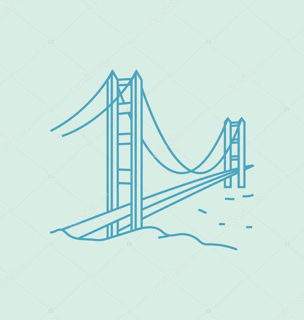 Golden Gate Bridge Solid Vector Illustration — Stock Vector ...
