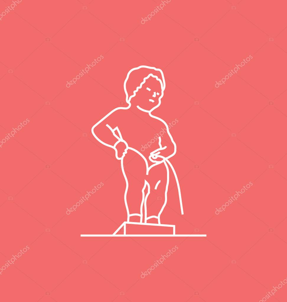 Manneken Pis, Bruselas ilustraci n vectorial de color 2024