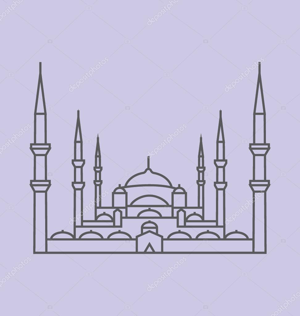 Blue Mosque, Istanbul colored Vector Illustration — Stock Vector ...