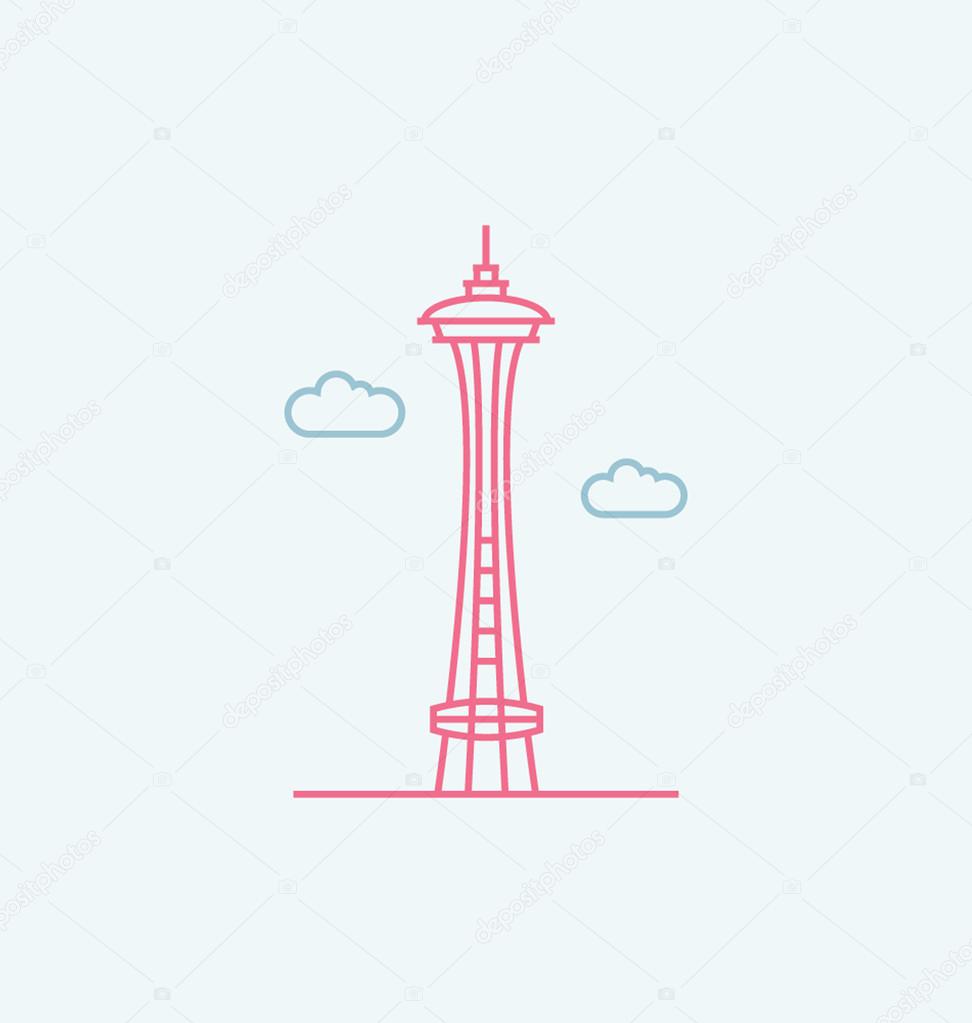 Space Needle colored vector Illustration — Stock Vector © creativestall ...