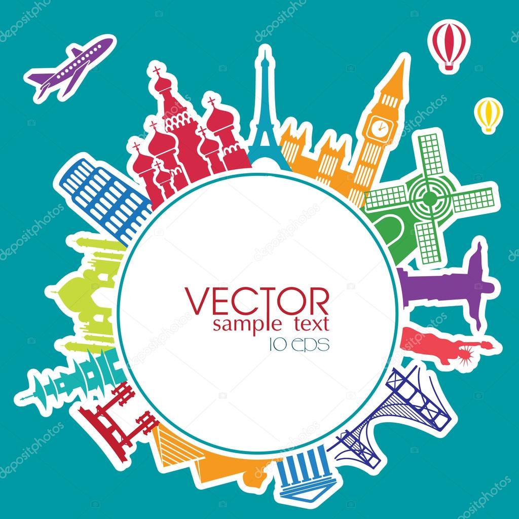 Vector illustration of travel famous monuments Stock Vector Image by ...