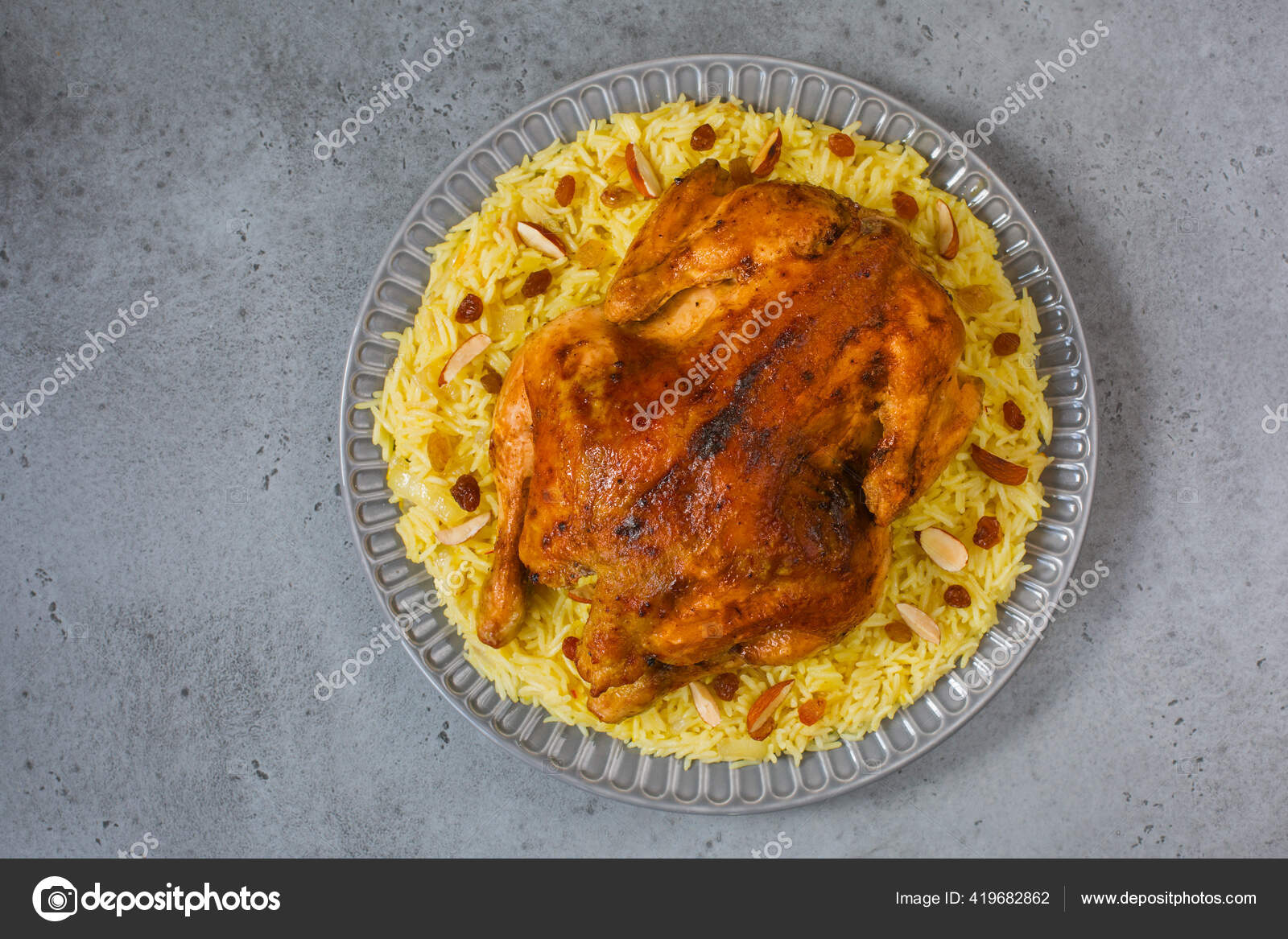 Kabsa Arabian Dish Made Long Grain Basmati Rice Whole Chicken Stock ...