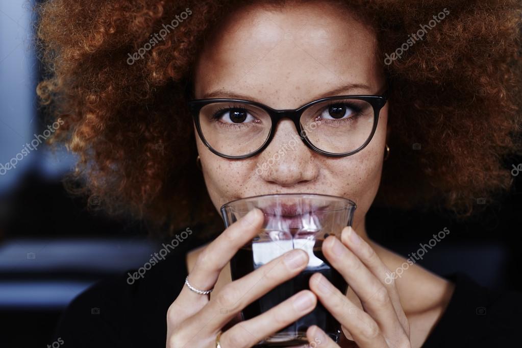 Woman drinking coffee — Stock Photo © sanneberg #78618000
