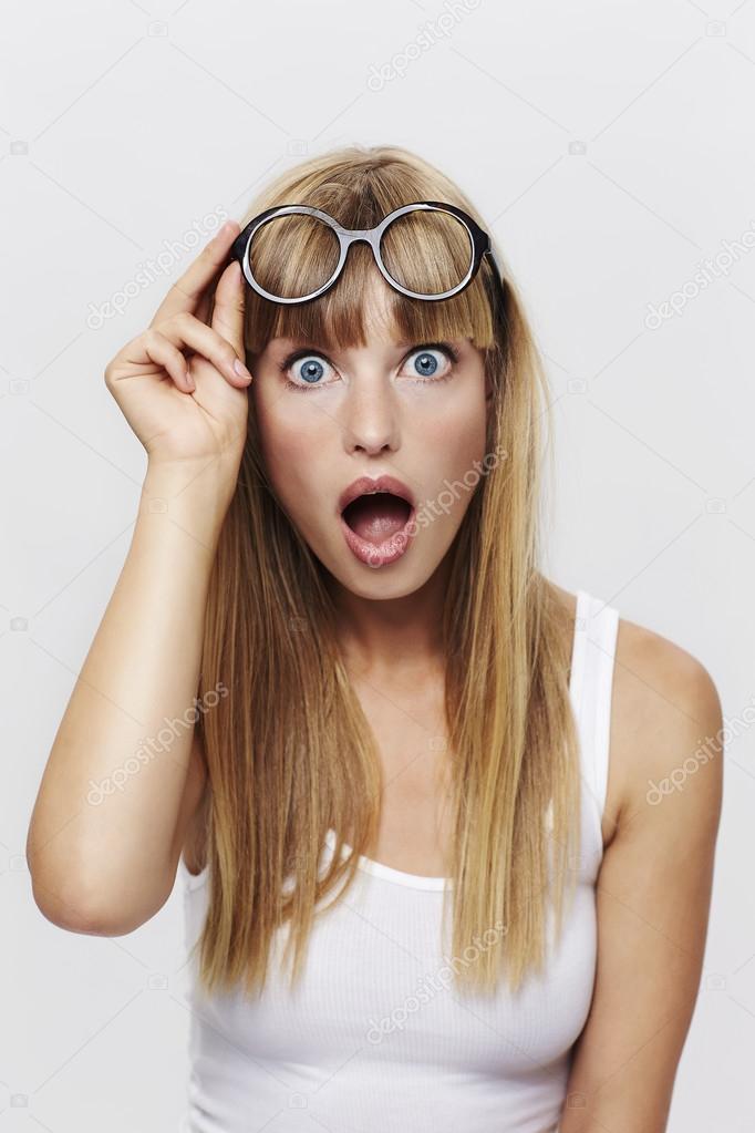 Beautiful student in shock — Stock Photo © sanneberg #84229418