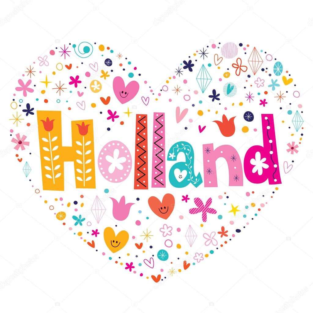 Holland heart shaped type lettering vector design Stock Illustration by ...