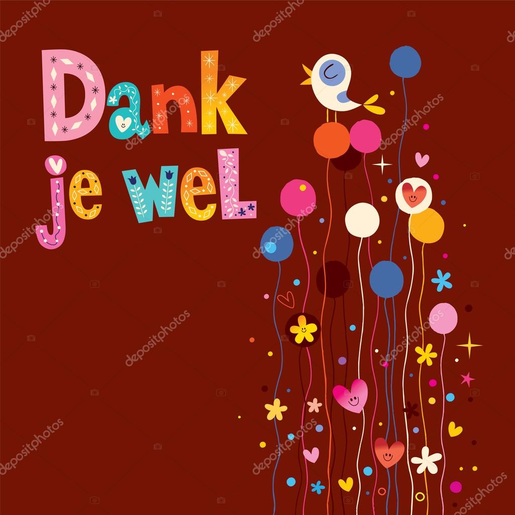 Dank je wel - thank you in Dutch greeting card Stock Vector by ...