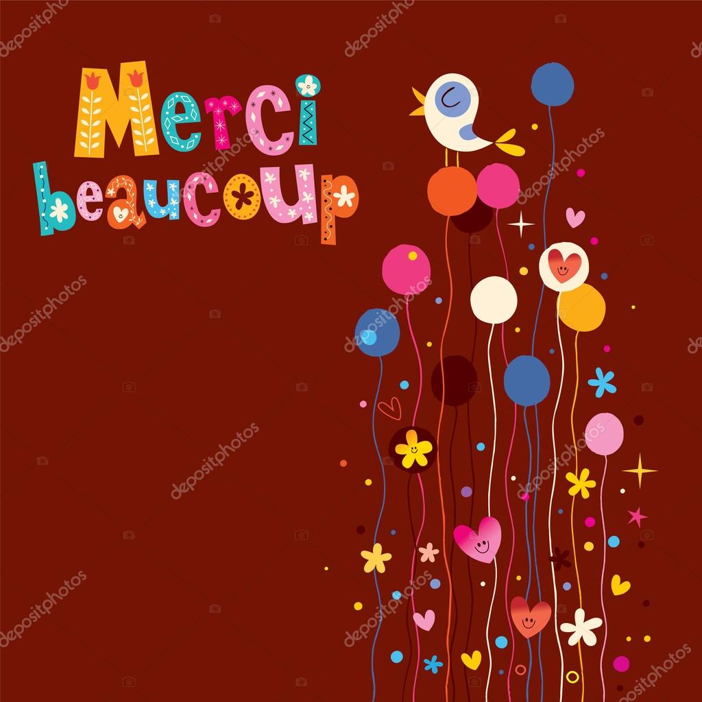 Merci beaucoup thank you very much in French greeting card Stock ...