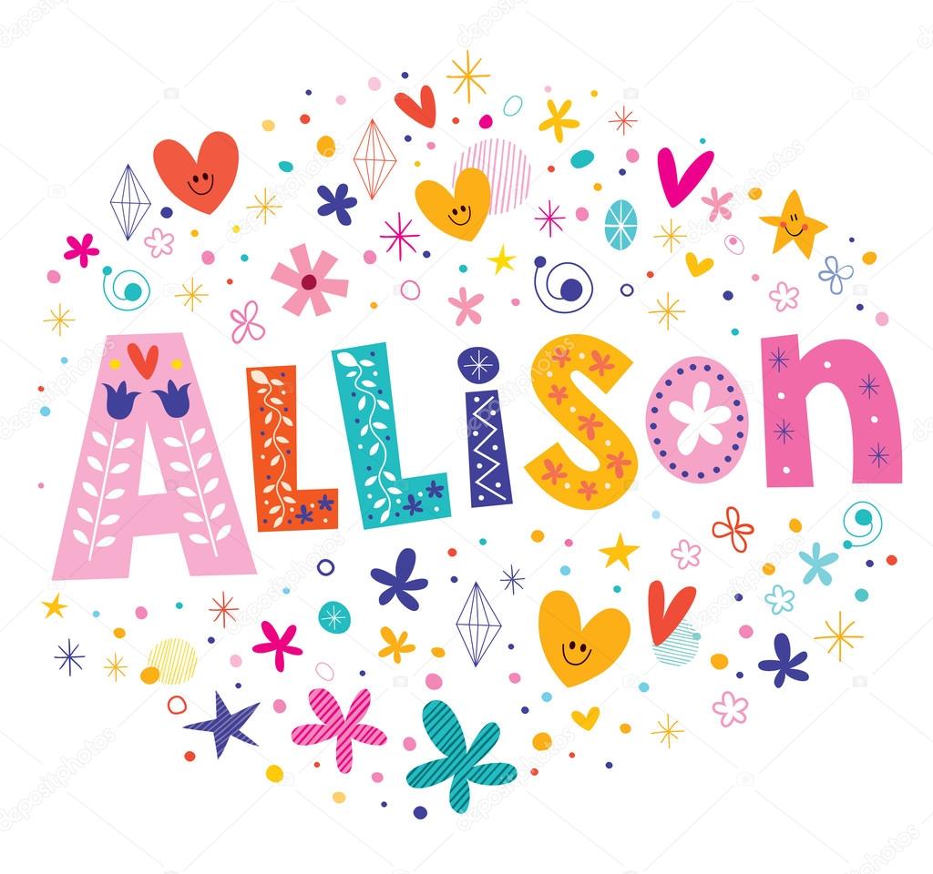 Chicas de Allison nombre diseño de tipo de letras decorativas — Vector ...