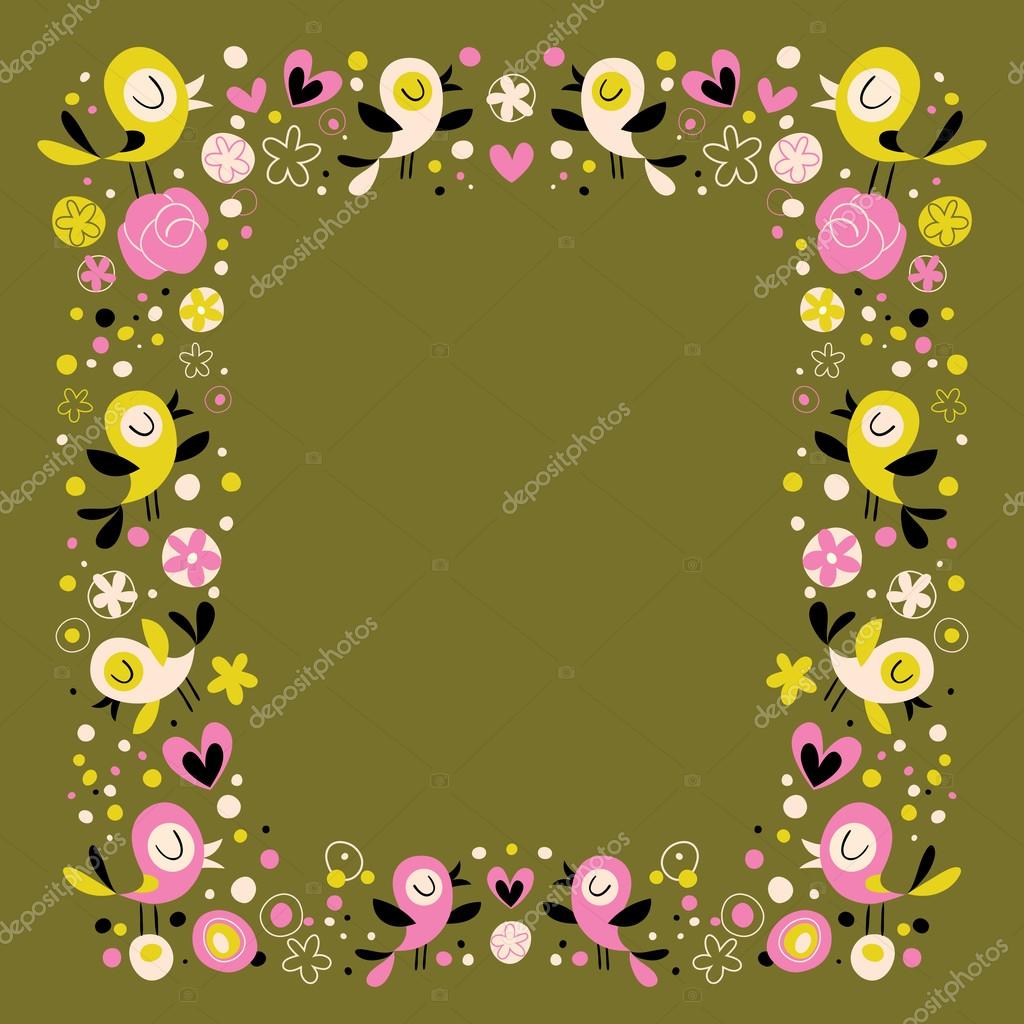 Birds and flowers border Stock Vector Image by ©Aliasching #124140814