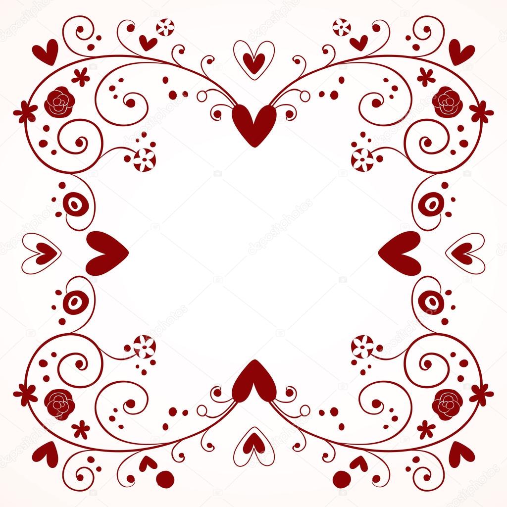 Marco decorativo con corazones y flores Vector de stock #58756341 de ...