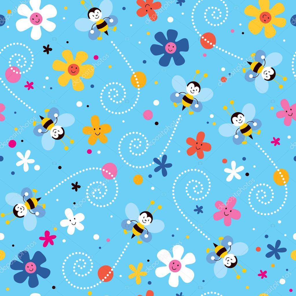 Bees and flowers pattern Stock Vector Image by ©Aliasching #58793015