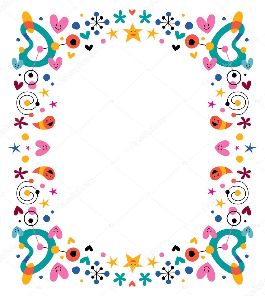 Divertida de dibujos animados feliz marco — Archivo Imágenes ...