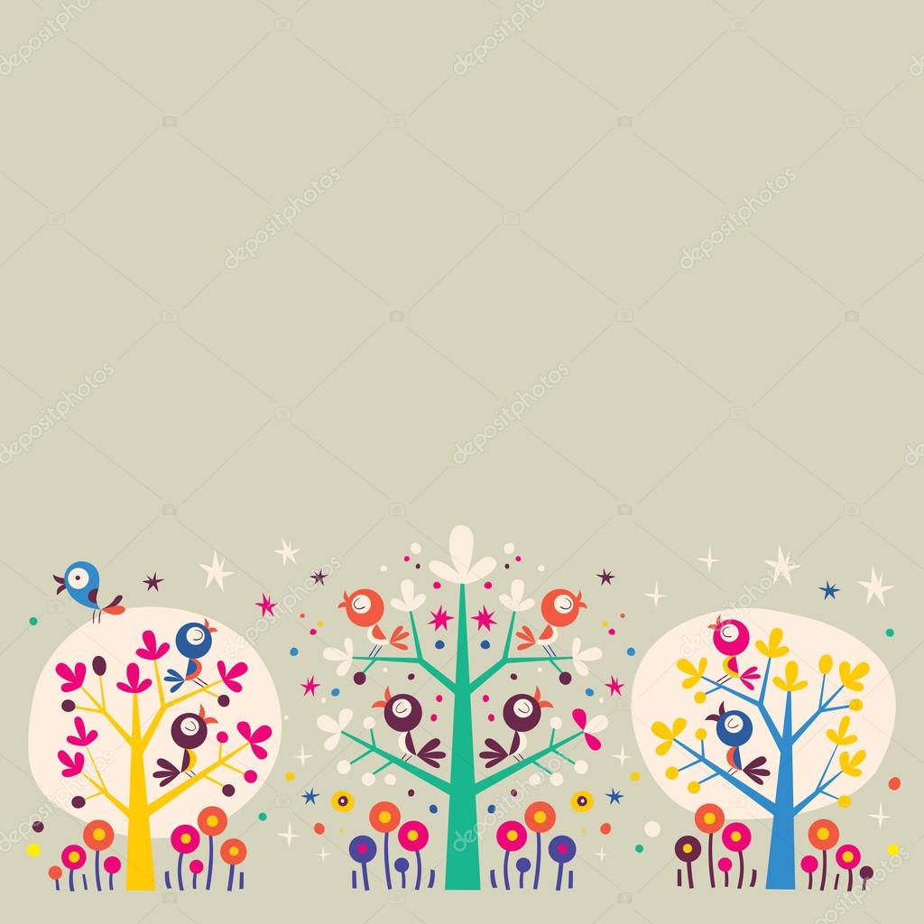 Birds in trees Stock Vector Image by ©Aliasching #58892969