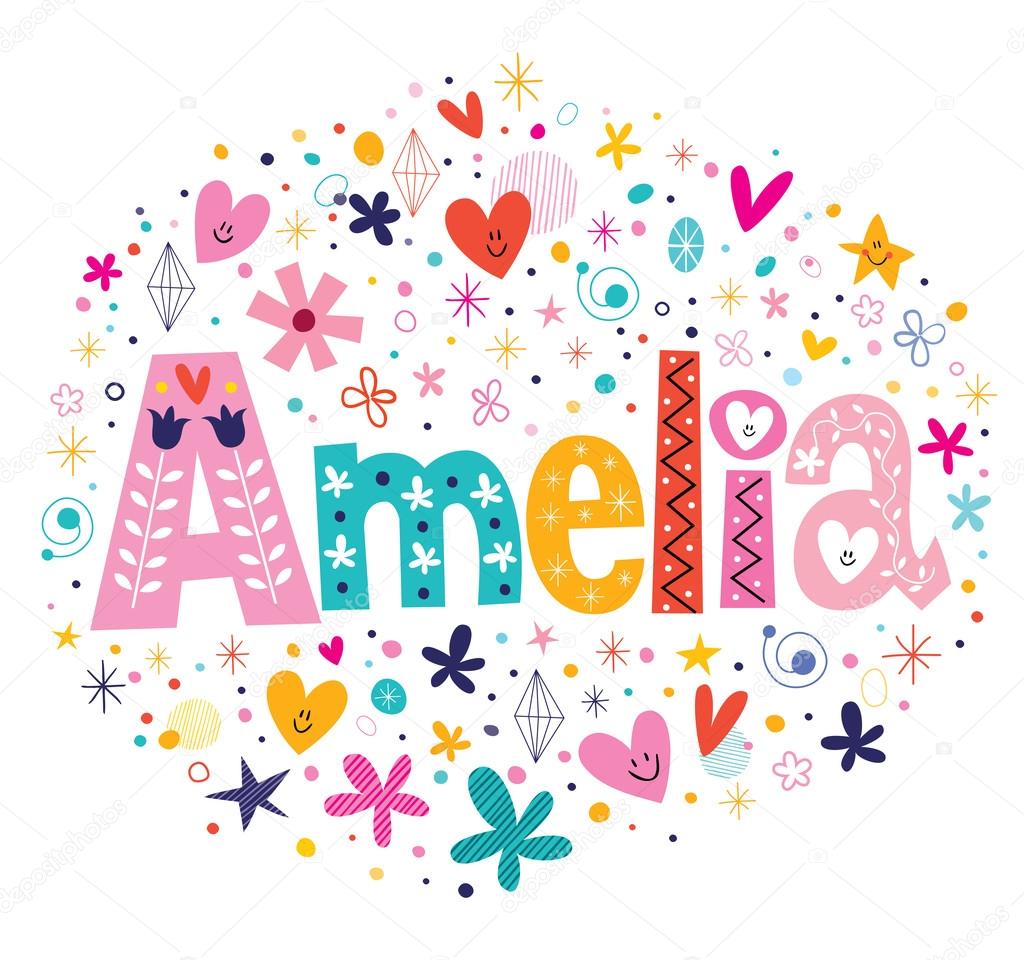 Amelia female name decorative lettering type design — Stock Vector ... Amelia female name decorative lettering type design — Stock Vector ...