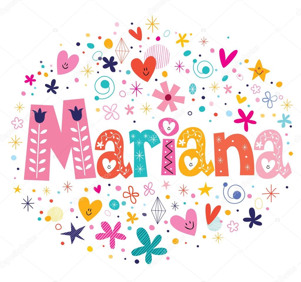 Mariana nombre femenino diseño tipográfico decorativo Vector de stock por ©Aliasching 73143103
