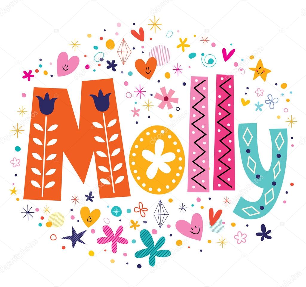 Molly female name decorative lettering type design — Stock Vector ...