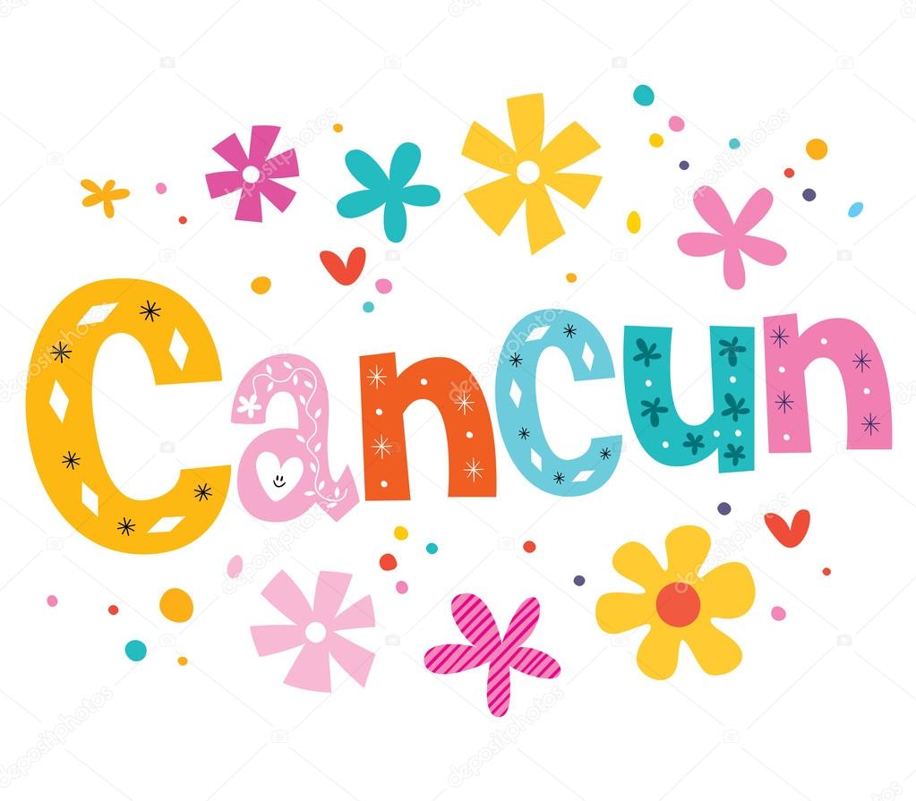Cancun México vetor lettering tipo decorativo — Vetor de Stock ...
