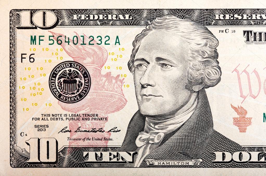 Ten dollars bill fragment of U.S. money in macro. Stock Photo by ...