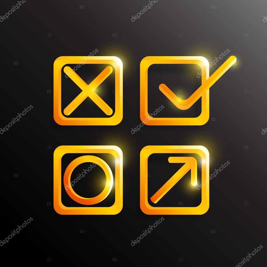 Check Gold, true and false Symbols. — Stock Vector © yugra #105242120