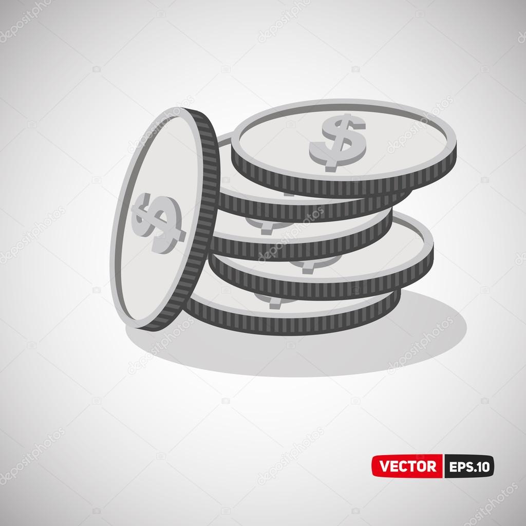 Coins of Dollar. Silver coins. Stock Vector by ©yugra 117852678