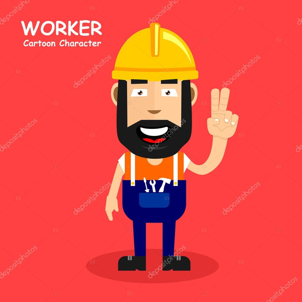 Cartoon worker character Stock Illustration by ©yugra #123205838