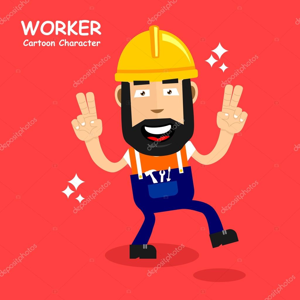 Cartoon worker character Stock Vector by ©yugra 123205848