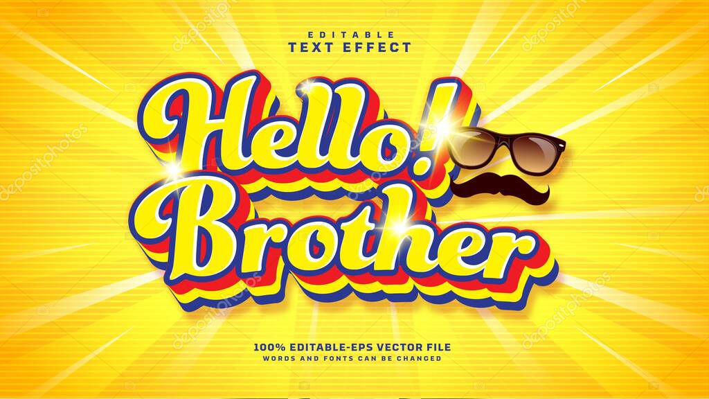 Hola Hermano Efecto de texto editable de dibujos animados 2023