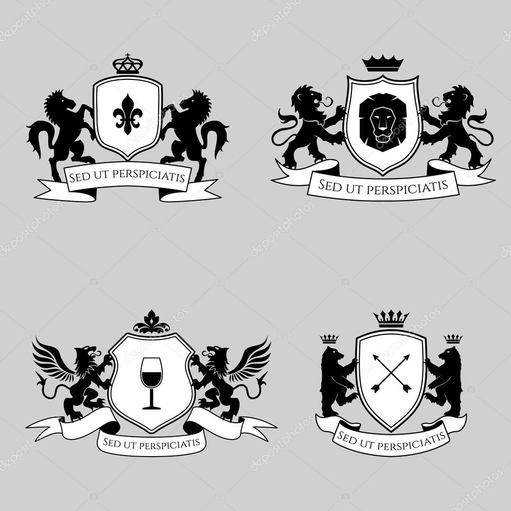 Heraldic signs, elements, insignia. Vector set — Stock Vector ...