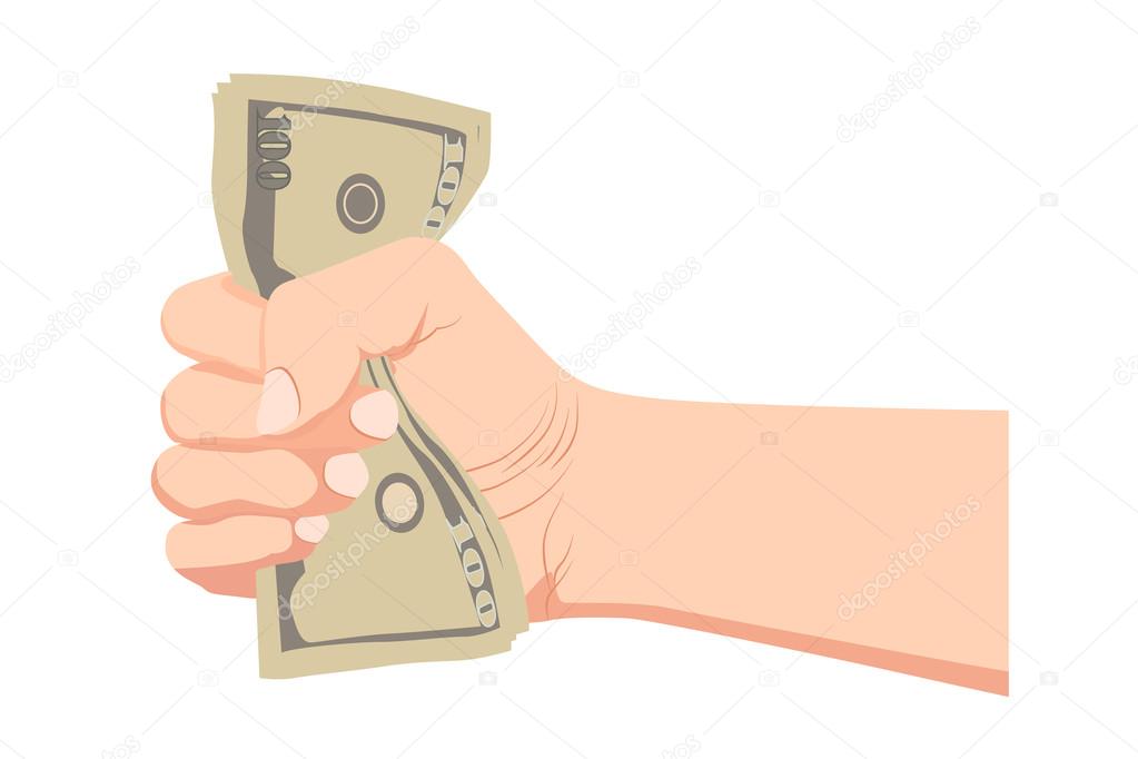 Money dollar in the hand vector (Hand with money, Hand holding ...