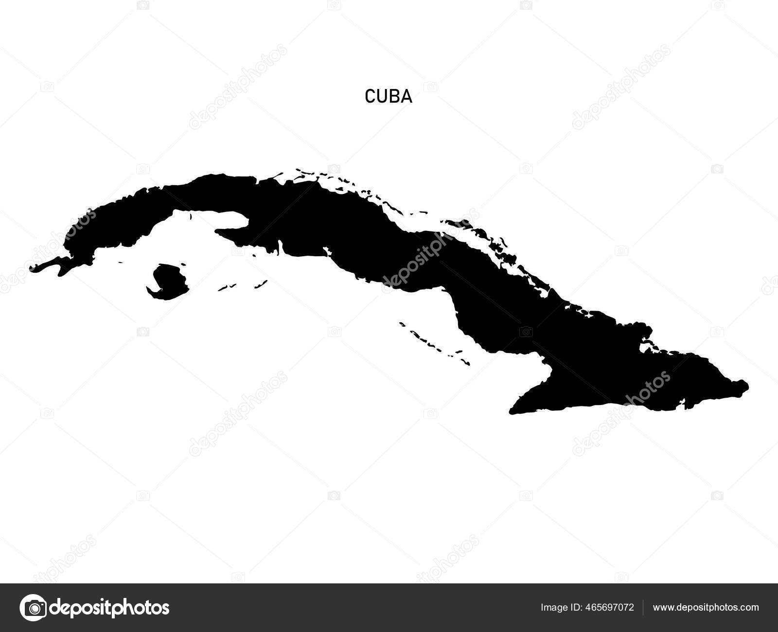 Silueta Mapa Cubano Aislada Sobre Fondo Blanco Ilutración — Foto de ...
