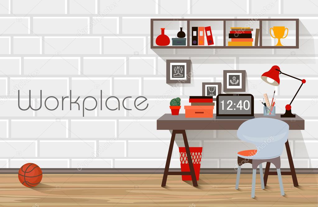 Workplace, interior, vector Stock Vector by ©irkast #113697722